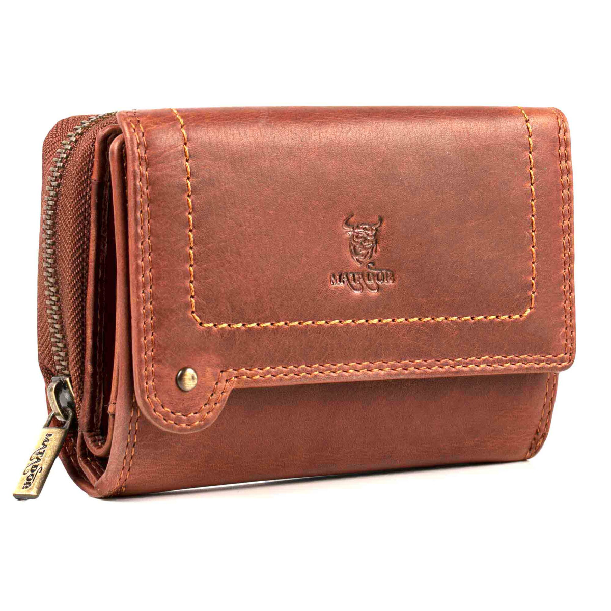 MATADOR Damen Leder Geldbörse Geldbeutel Portemonnaie TÜV RFID Braun