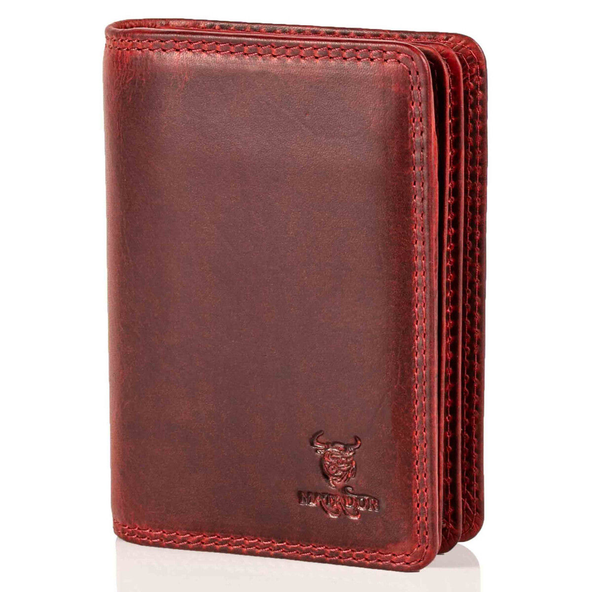 MATADOR® Leder Kreditkartenetui RFID TüV Kreditkartenhülle A7 Rot